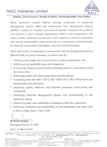 Sustainability | NACL Industries Ltd | Sustainable Agrochemical Solutions